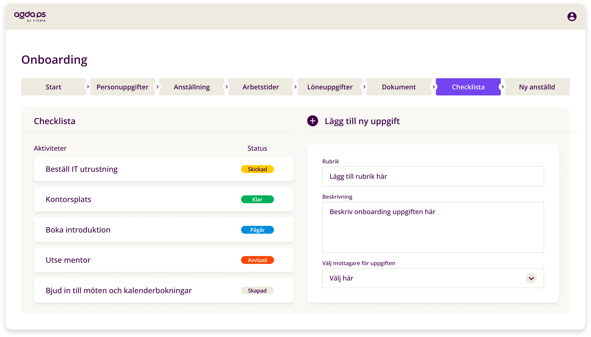 Agda PS Onboarding för nyanställda